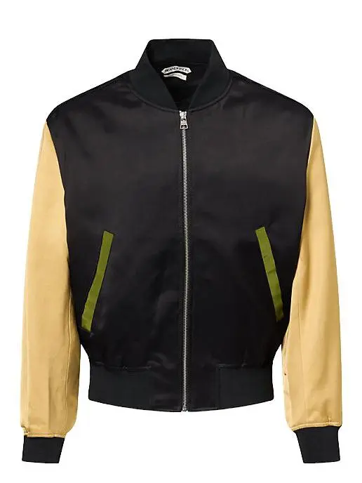 JW Anderson Contrast Colour-block Silk And Satin Bomber Jacket - Black Multi
