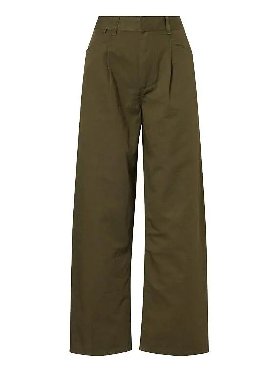 Citizens Of Humanity Velha Cotton And Linen-blend Trousers - Moss