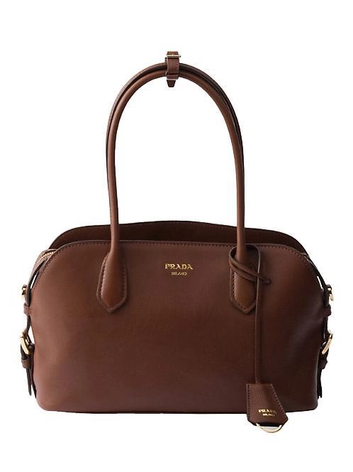Prada Signet Medium Leather Tote Bag - Brown
