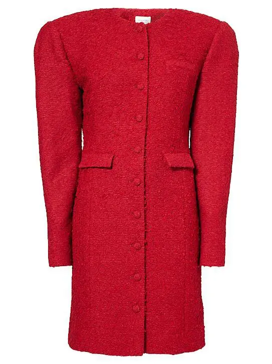 Magda Butrym Padded-shoulder Bouclé Mini Dress - Red