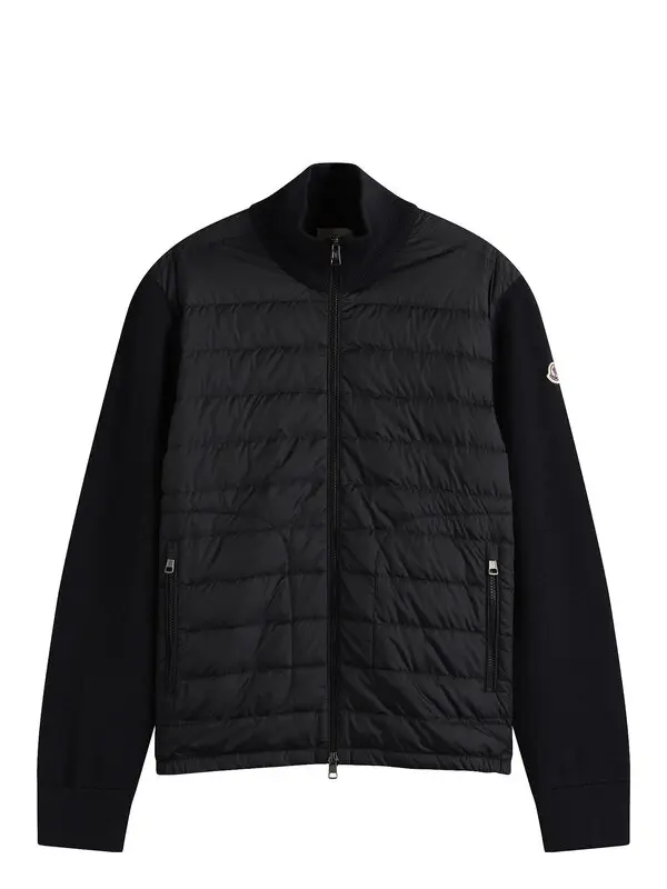 Moncler Down Knit Zip-up Jacket - Black