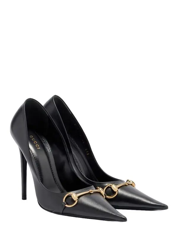 Gucci Donna Horsebit Leather Pumps - Black