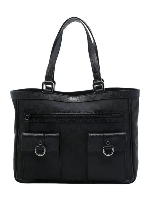 Gucci Gg Nylon Abbey D Ring Pocket Tote Bag - Black