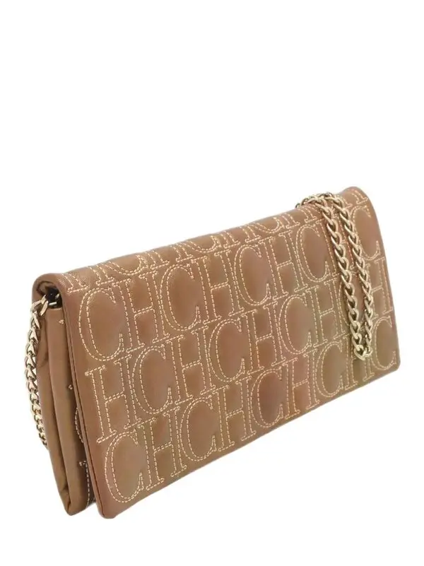 Carolina Herrera Monogram Chain Clutch Bag - Brown