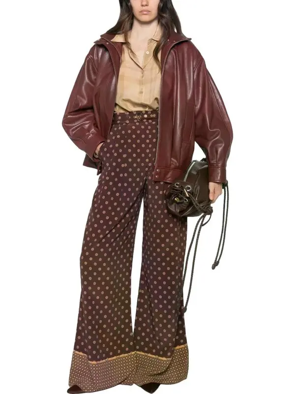 Zimmermann Polka-dot Belted Palazzo Pants - Brown