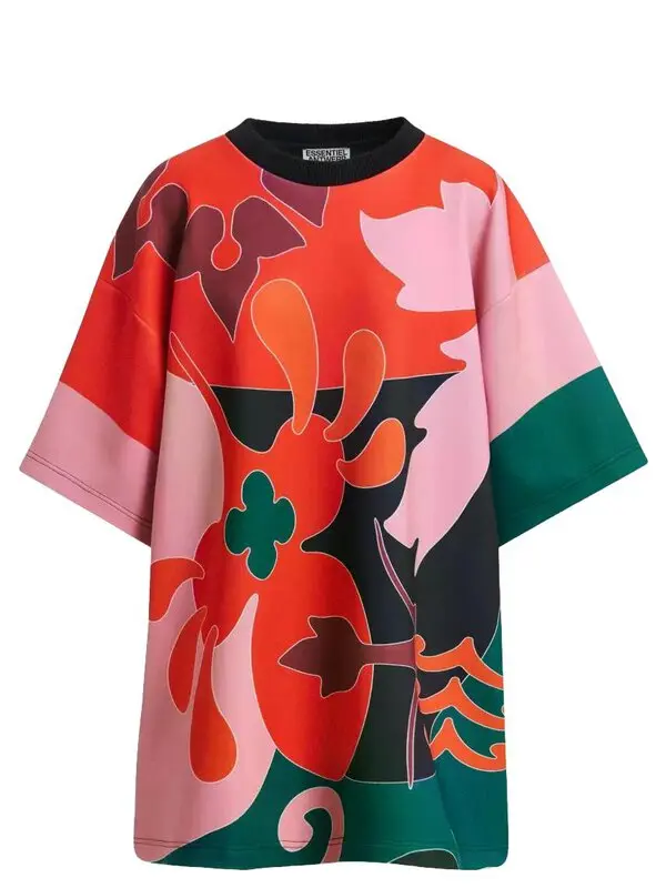 Essentiel Antwerp Abstract Floral Mini Dress - Red
