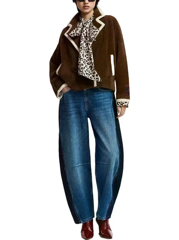 Essentiel Antwerp Double-breasted Contrast-trim Cardigan - Brown