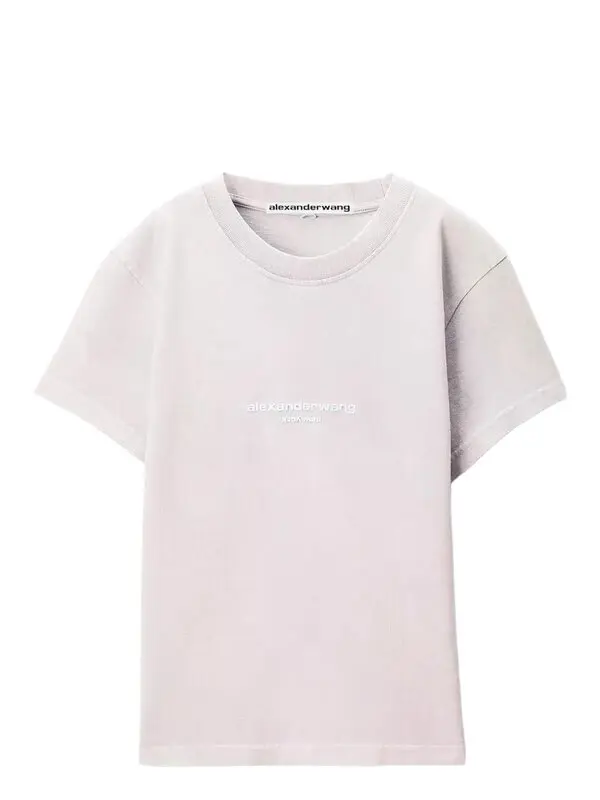 Alexander Wang Logo Print Shrunken Short Sleeve T-shirt - Pink