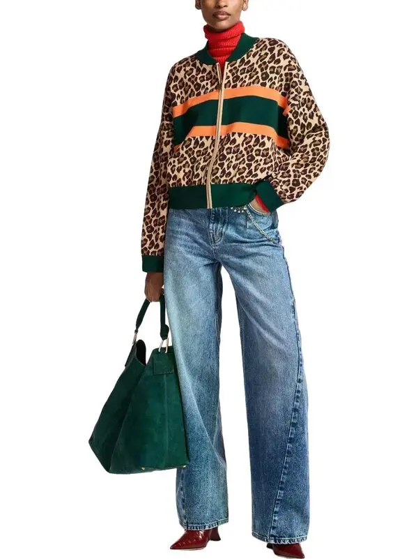 Essentiel Antwerp Kutie Leopard-print Zip-up Cardigan - Brown