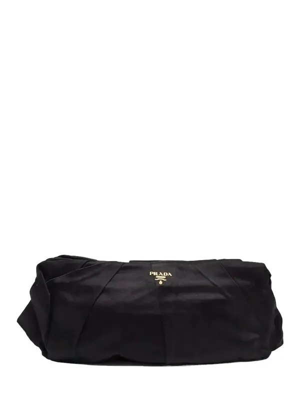 Prada Pleated Frame Clutch Bag - Black