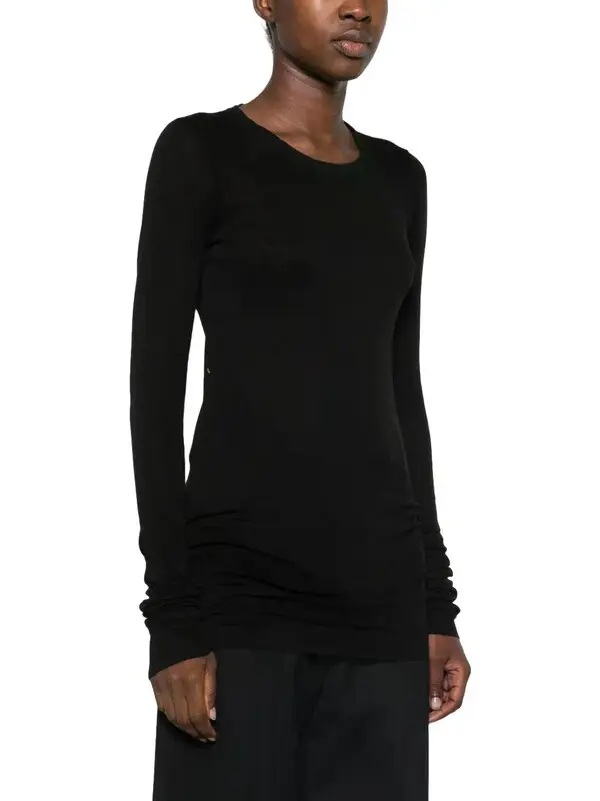 Rick Owens Ruched Long-sleeve Top - Black