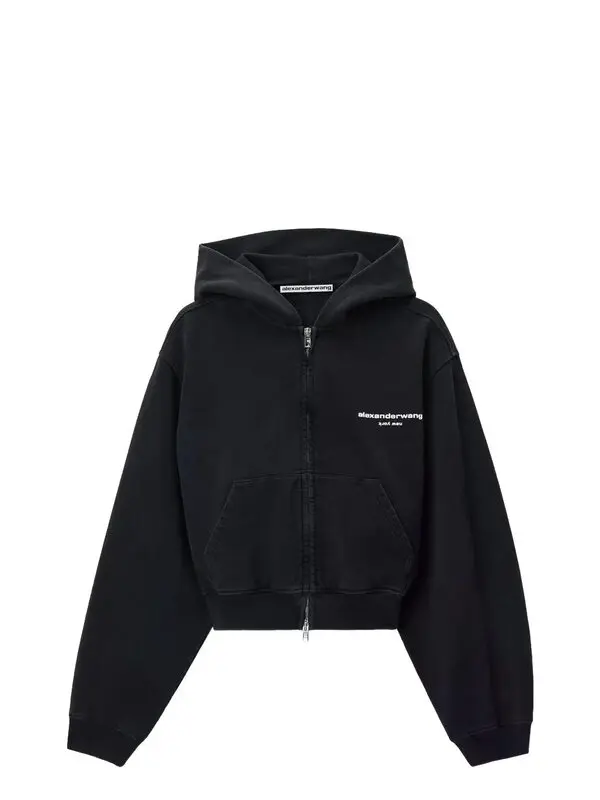 Alexander Wang Zip-up Hoodie W/ Logo Print - Black