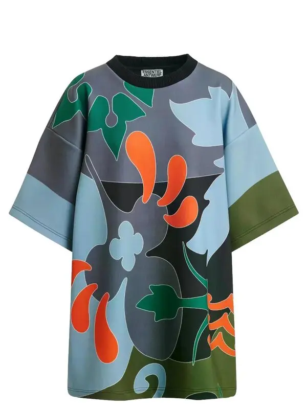 Essentiel Antwerp Floral-print Mini T-shirt Dress - Grey