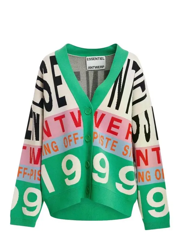Essentiel Antwerp Kreezer Numeric-motif Cardigan - Green