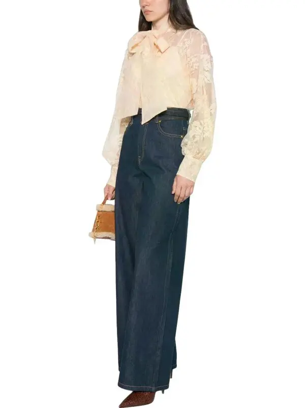 Zimmermann Pussy-bow Lace Blouse - Neutrals