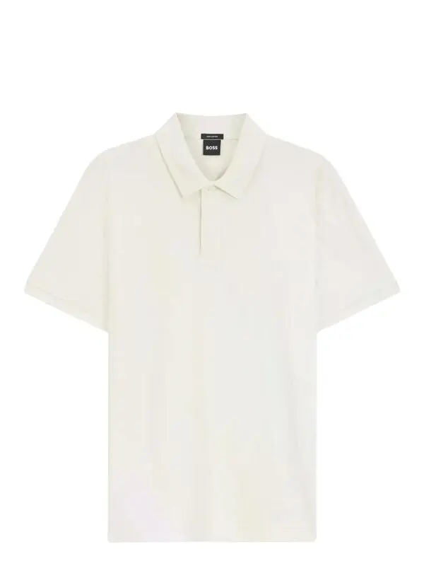 BOSS Geometric-jacquard Polo Shirt In Cotton - Neutrals