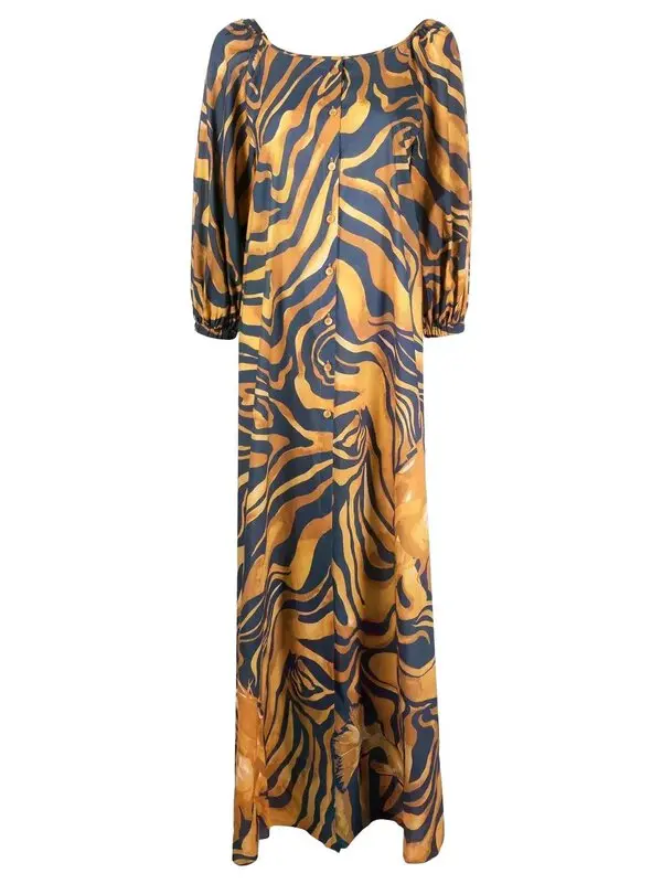 Alberta Ferretti Swirl Print Maxi Dress - Black