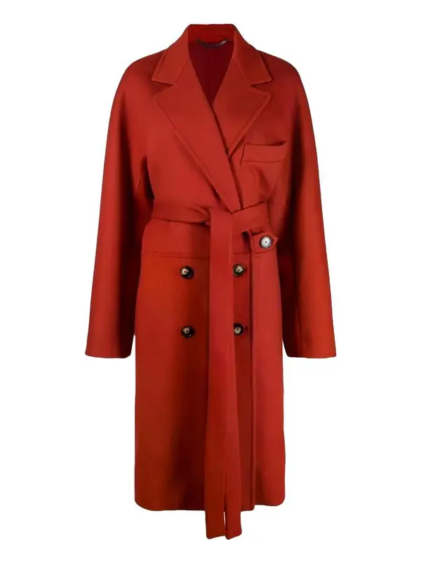 Stella McCartney Double-breasted Belted Recycled Wool Coat - Red