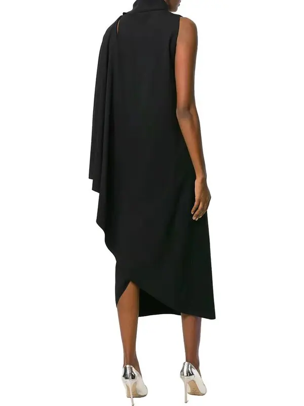 Alberta Ferretti One Shoulder Cape Dress - Black