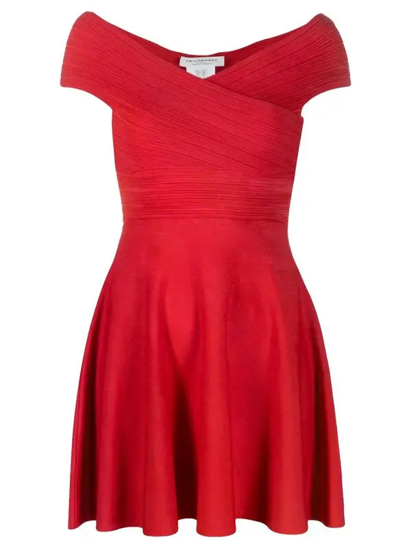 Philosophy Di Lorenzo Serafini Short-sleeve Pleated Minidress - Red