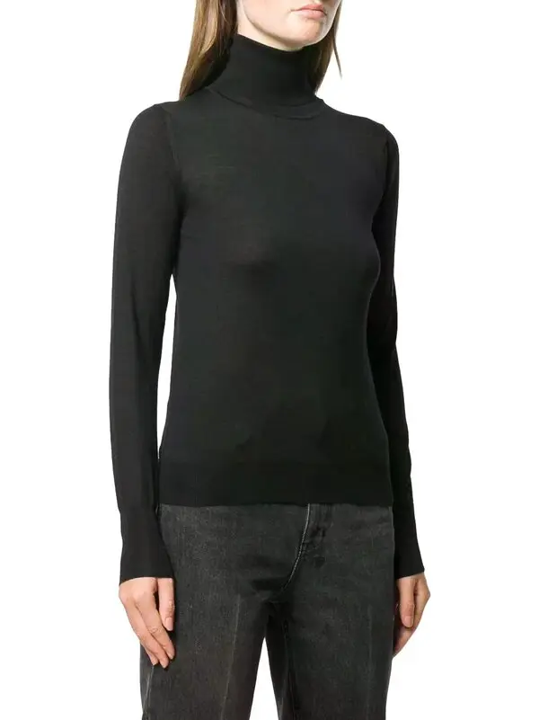 ROBERTO COLLINA Merino Wool Roll Neck Sweater - Black