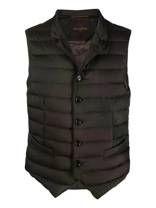MOORER Padded Sleeveless Jacket - Brown