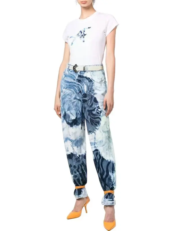 Alberta Ferretti Graphic Print Tapered Jeans - Blue