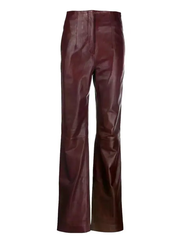 Alberta Ferretti High-waist Flared Leather Trousers - Red
