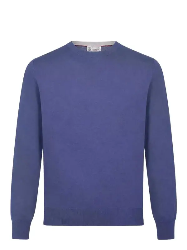 Brunello Cucinelli Fine Knit Crew Neck Long Sleeve Sweater - Blue