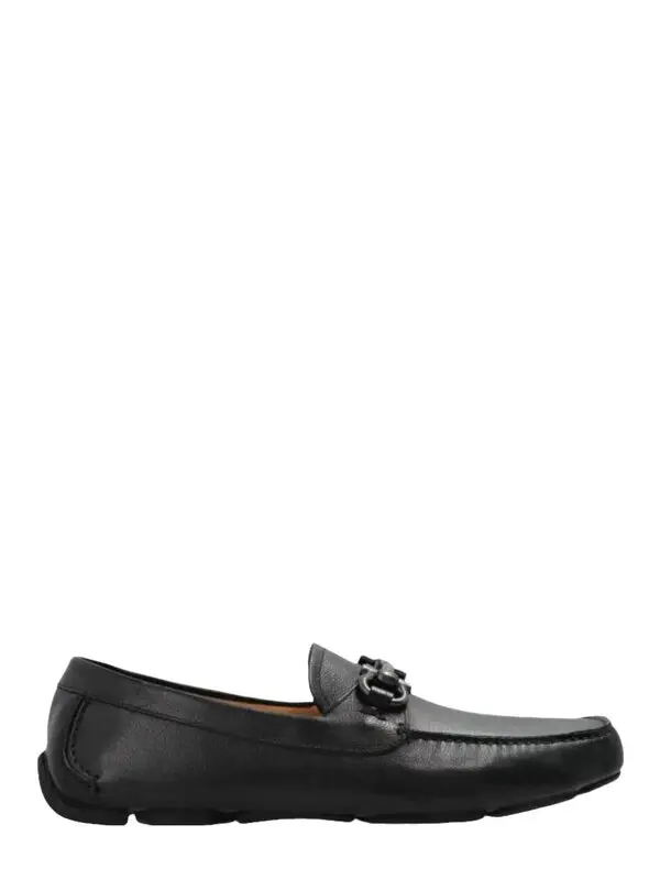 FERRAGAMO Gancini Ornament Driver Loafers - Black