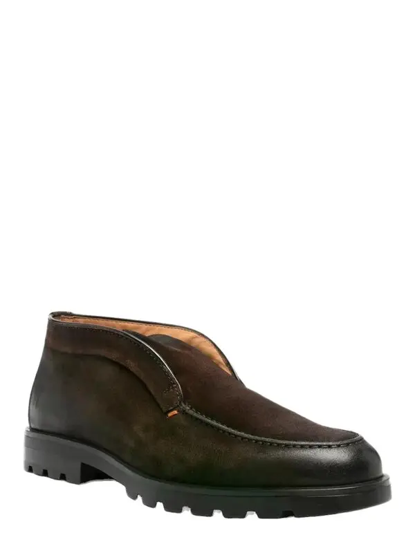 Santoni Round-toe Leather Loafers - Brown