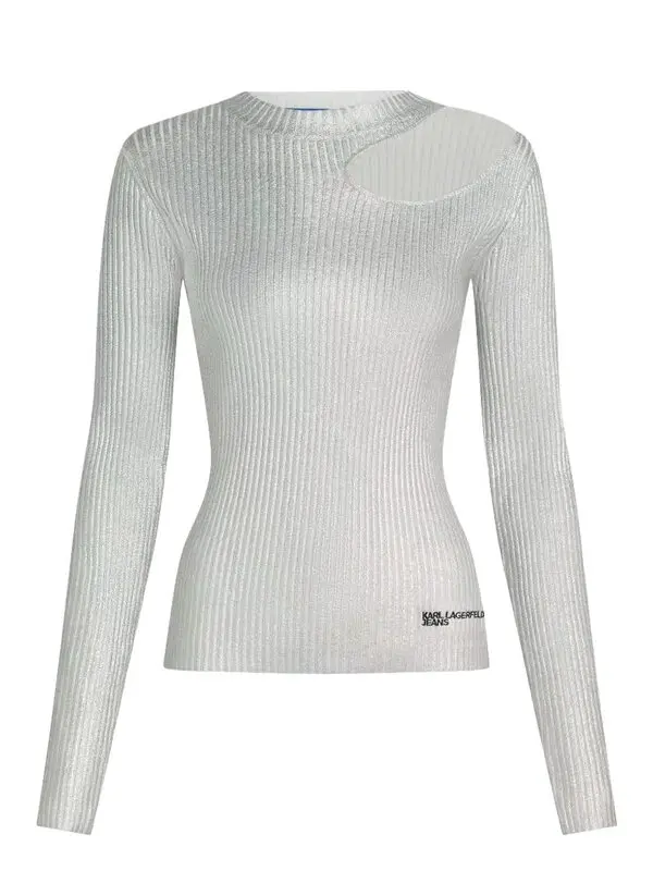 Karl Lagerfeld Coated Knit Sweater - Silver