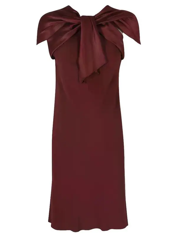 Alberta Ferretti Midi Bow-detail Silk-satin Dress - Red