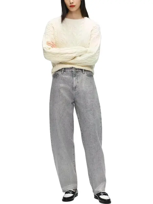 Karl Lagerfeld Coated Python Barrel Jeans - Grey