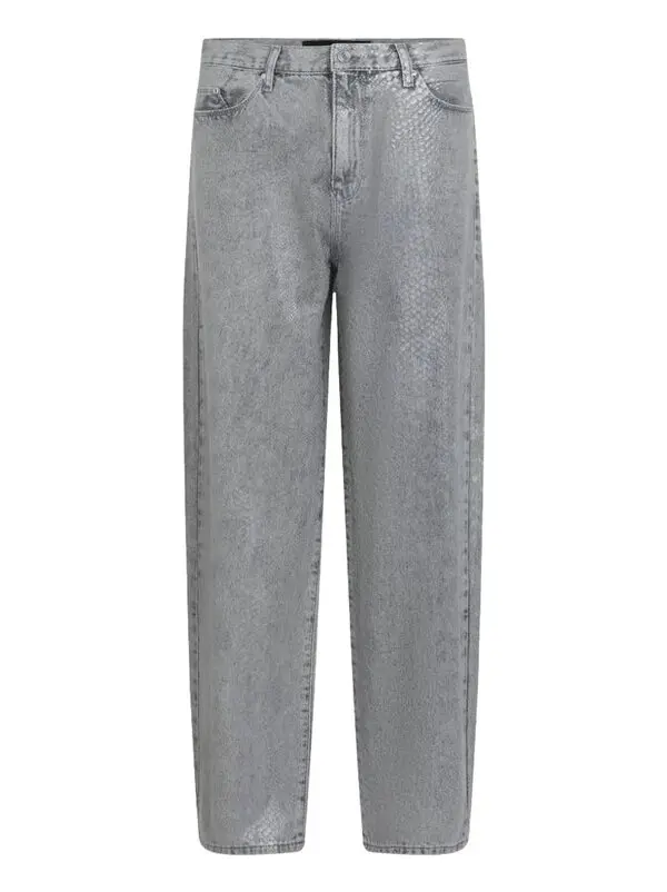 Karl Lagerfeld Coated Python Barrel Jeans - Grey