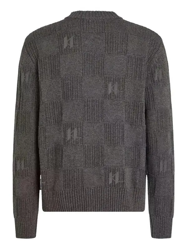 Karl Lagerfeld Monogram Checked Cotton Sweater - Grey