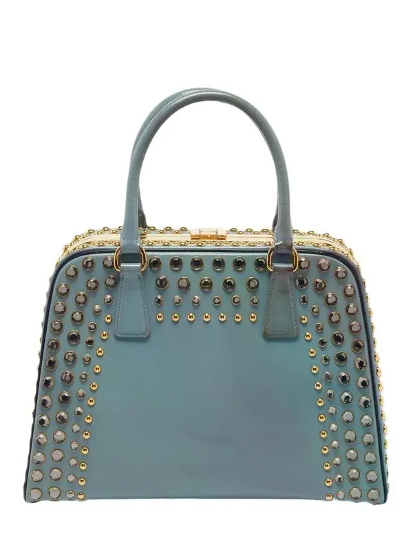 Prada Pyramid Frame Crystal-embellished Tote Bag - Blue