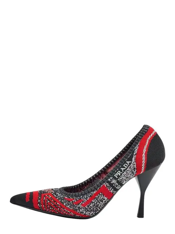 Prada Pointed-toe Intarsia-knit Pumps - Black