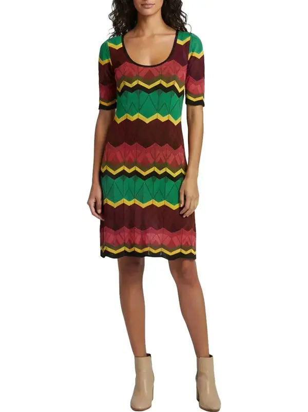 Missoni Zig-zag Pointelle Knit Midi Dress - Green