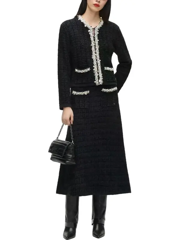 Karl Lagerfeld Faux-pearl Embellished Knitted Skirt - Black