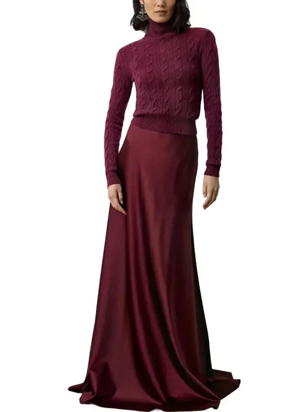 Ralph Lauren Cable-knit Cashmere Turtleneck Sweater - Red