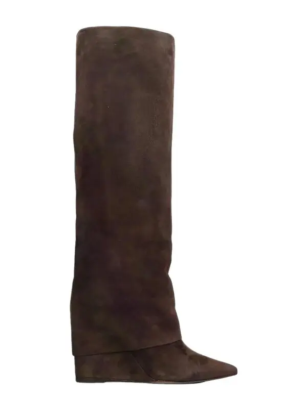 THE SELLER Foldover Wedge Boots - Brown