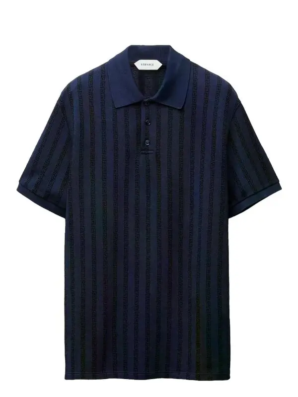 Versace Jacquard Cotton Piqué Polo - Blue