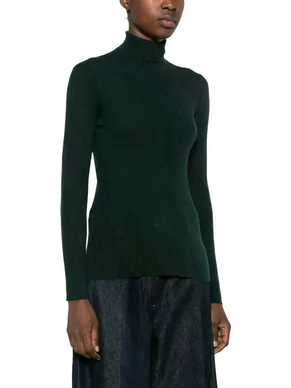 Maje Ribbed-knit Roll-neck Sweater - Green