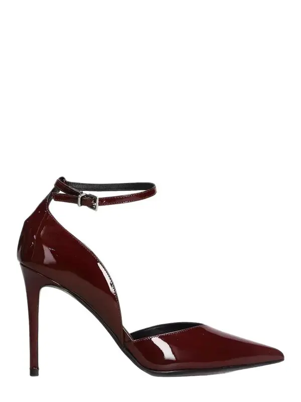 CHANTAL Buckled Patent Finish Pumps - Red