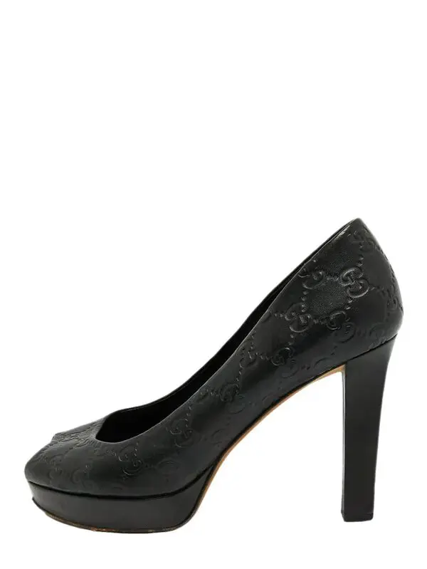 Gucci Embossed Peep-toe Pumps - Black