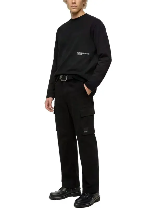 Karl Lagerfeld Relaxed Long-sleeved Seamed T-shirt - Black