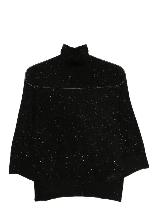 Fabiana Filippi Sequin Embellished Roll Neck Sweater - Black