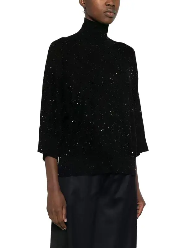 Fabiana Filippi Sequin Embellished Roll Neck Sweater - Black