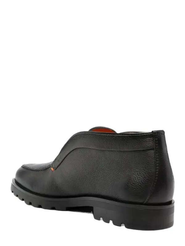 Santoni Round-toe Leather Loafers - Grey
